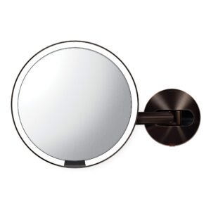 simplehuman 8" sensor makeup mirror, wall mount, 5x magnification, hard-wired (100-240v), dark bronze