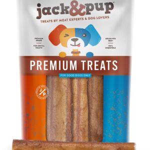 Jack&Pup 6" Bully Sticks for Dogs | Jumbo Odor Free Bully Sticks for Large Dogs | All Natural Beef Pizzle Sticks (Jumbo, 6 Pack)