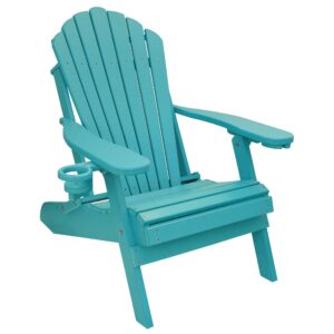 eccb outdoor outer banks deluxe oversized poly lumber folding adirondack chair (aruba blue)