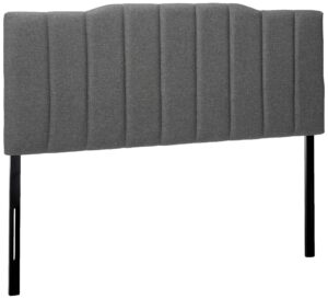 zinus satish upholstered headboard channel stitched upholstery, easy assembly, full, gray