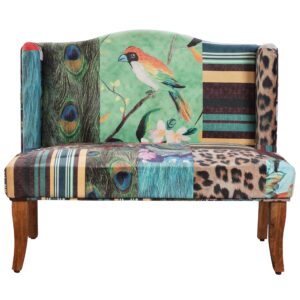 benjara, multicolor benzara vesta bird collage print settee