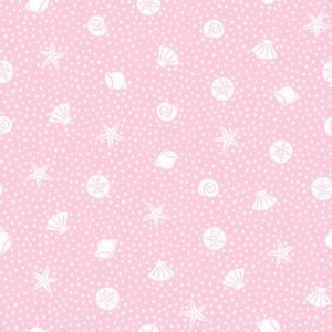 stitch & sparkle fabrics, under the sea, shell and starfish pink cotton fabrics, quilt, crafts, sewing, cut by the yard, 44 inches (ssun004)