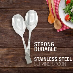 Large Buffet Serving Spoons - MIJIG Set of 2 Custom Designed Mirror-Polished Stainless-Steel Utensil Set for Homes, Hotels & Party Planners – Dinner Flatware Set with Exquisite Packaging