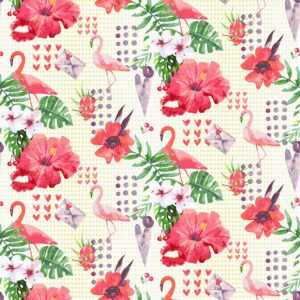 stitch & sparkle fabrics, tropical, flamingo in the garden cotton fabrics, quilt, crafts, sewing, cut by the yard, 44 inches (rtctp01)