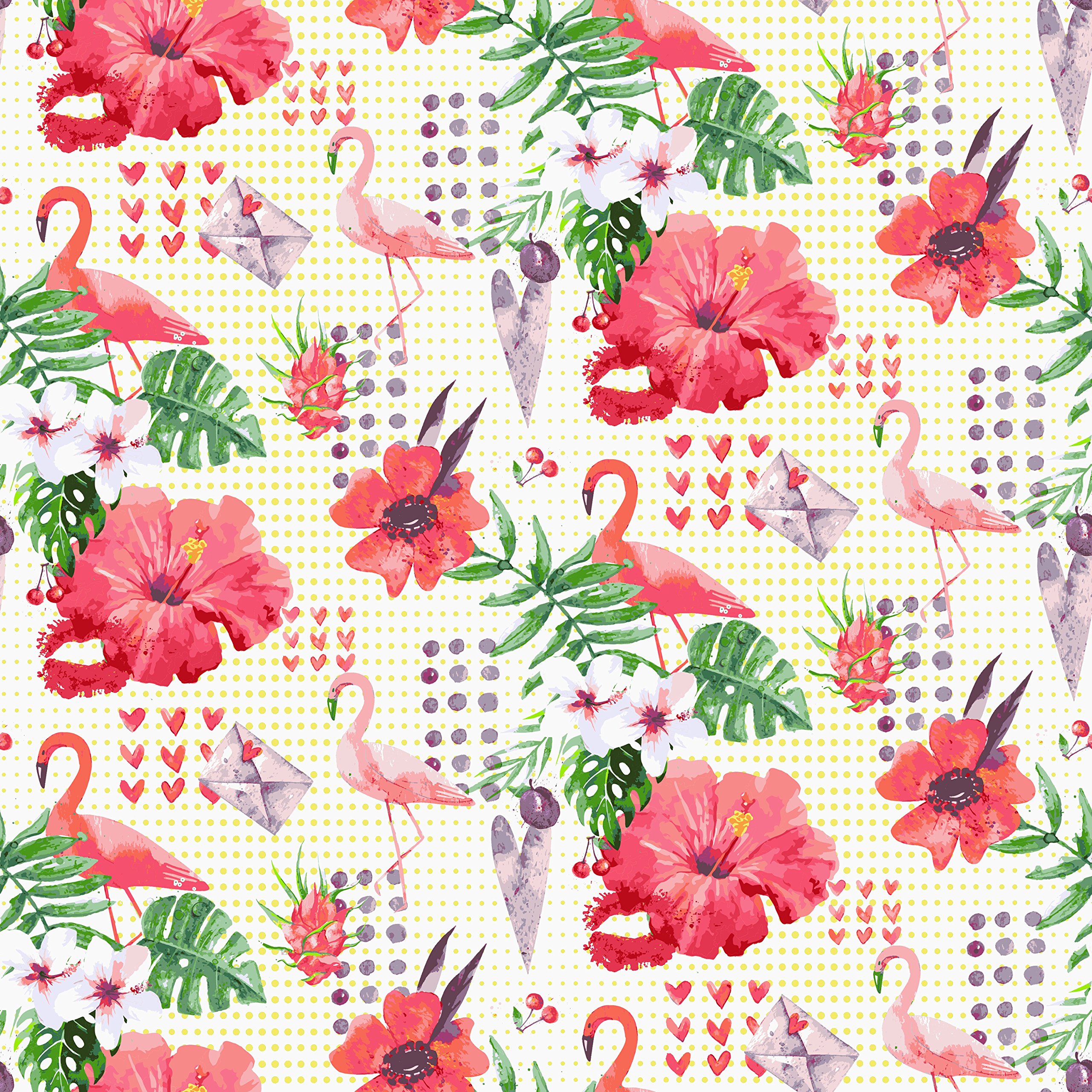 Stitch & Sparkle Fabrics, Tropical, Flamingo in The Garden Cotton Fabrics, Quilt, Crafts, Sewing, Cut by The Yard, 44 Inches (RTCTP01)