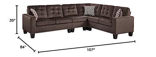 Homelegance Lantana 84" x 107" Fabric Sectional Sofa, Brown