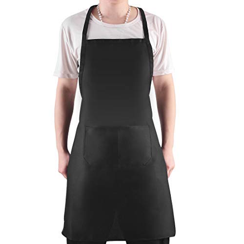 TSD STORY 15 PCS Black Bulk Aprons for Women Men Unisex Adult with 2 Pockets, Chef Kitchen Server Grill Restaurant Cooking Baking Painting Bib Apron (Black-24 x28)