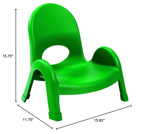 Children's Factory Value Stack Kids Chair, Preschool/Homeschool/Daycare Furniture, Flexible Seating Classroom Furniture for Toddlers, Green, 5" (AB7705PG)