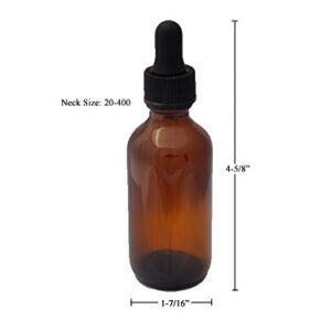 Dropper Stop™ 2oz Amber Glass Dropper Bottles (60mL) with Tapered Glass Droppers - Pack of 80