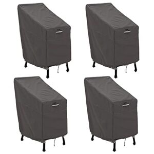 classic accessories ravenna water-resistant 26 inch patio bar chair & stool cover, 4 pack, outdoor patio chair covers