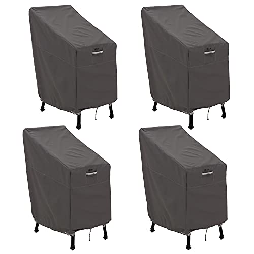 Classic Accessories Ravenna Water-Resistant 26 Inch Patio Bar Chair & Stool Cover, 4 Pack, Outdoor Patio Chair Covers