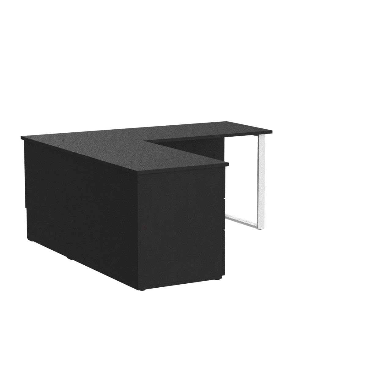 Bestar Pro-Concept Plus L-Shaped Desk with Drawers, Deep Grey & Black