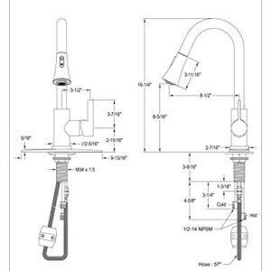 Kingston Brass LS8725CTL Continental Single-Handle Pull-Down Kitchen Faucet, 8-3/8" in Spout Reach, Oil Rubbed Bronze