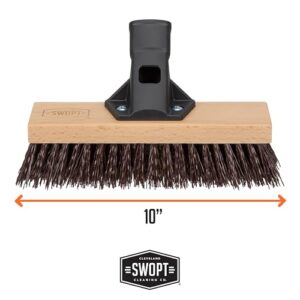 SWOPT 10” Premium Rough Surface Scrub Brush Head — Deck Brush for Rough and Textured Surfaces, Cleaning Head Interchangeable with All SWOPT Cleaning Products for More Efficient Cleaning and Storage