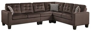 homelegance lantana 84" x 107" fabric sectional sofa, brown