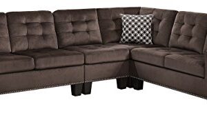 Homelegance Lantana 84" x 107" Fabric Sectional Sofa, Brown