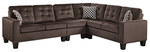 Homelegance Lantana 84" x 107" Fabric Sectional Sofa, Brown