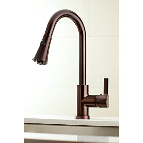 Kingston Brass LS8725CTL Continental Single-Handle Pull-Down Kitchen Faucet, 8-3/8" in Spout Reach, Oil Rubbed Bronze