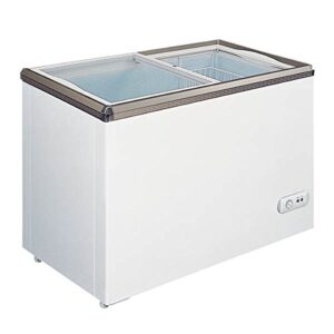 omcan 45293 refrigeration 45.7" ice cream display chest freezer with flat glass top