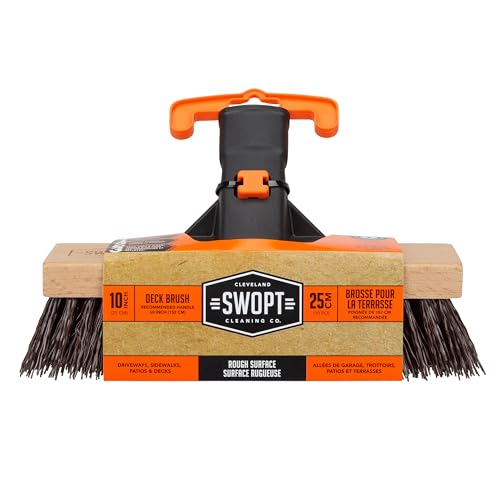 SWOPT 10” Premium Rough Surface Scrub Brush Head — Deck Brush for Rough and Textured Surfaces, Cleaning Head Interchangeable with All SWOPT Cleaning Products for More Efficient Cleaning and Storage