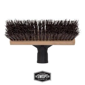 SWOPT 10” Premium Rough Surface Scrub Brush Head — Deck Brush for Rough and Textured Surfaces, Cleaning Head Interchangeable with All SWOPT Cleaning Products for More Efficient Cleaning and Storage