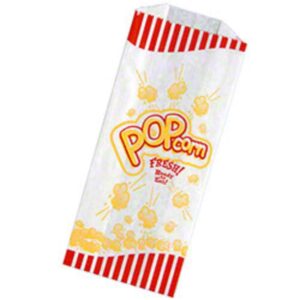 1# popcorn bag, printed popcorn design, 3-1/2"x2"x8" size, 1000 bags per case, brown paper goods # 510