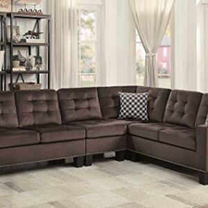 Homelegance Lantana 84" x 107" Fabric Sectional Sofa, Brown