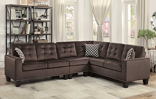 Homelegance Lantana 84" x 107" Fabric Sectional Sofa, Brown