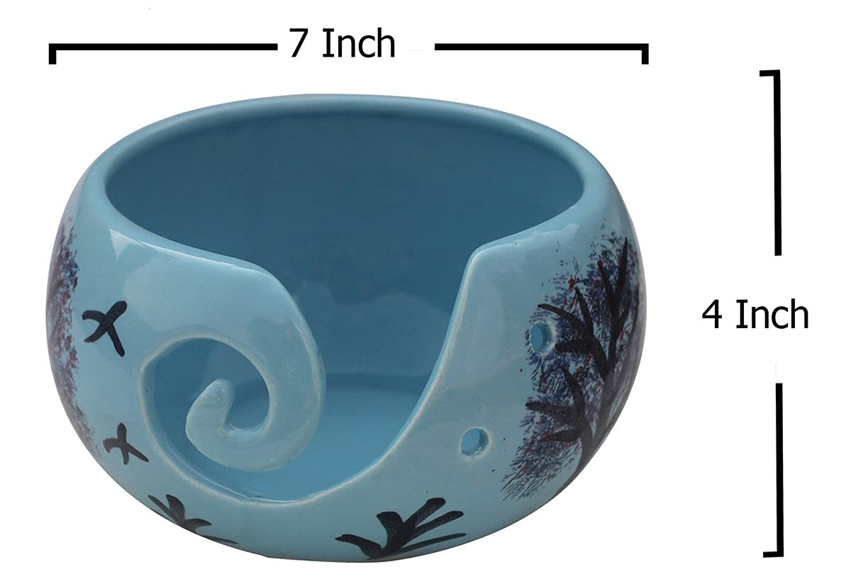 for Mom: 7-Inch Ceramic Yarn Bowl for Crocheting – Tangle-Free Knitting with Smooth Spiral Outlet by Abhandicrafts