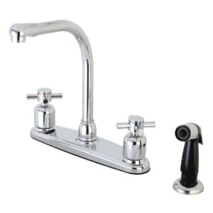 kingston brass fb751dx concord 8" centerset kitchen faucet, 10" in spout reach, polished chrome