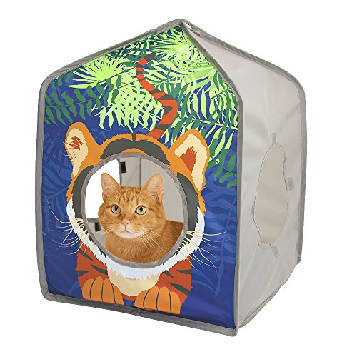 Kitty City Jungle Cat Cube Combo, Collapsible Cat Cube, Cat Bed, Tunnel, Cat Toy