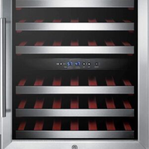 Summit Appliance SWC530BLBIST Commercially Approved Dual Zone Built-In Wine Cellar with Glass Door, Digital Thermostat, Auto Defost, Stainless Steel Trimmed Shelves and Black Cabinet