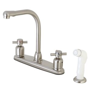 kingston brass fb718dx concord center set kitchen faucet, 7" in spout reach, brushed nickel