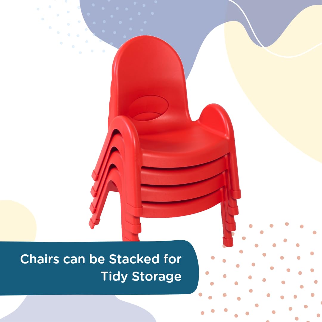 Children's Factory Value Stack Kids Chair, Preschool/Homeschool/Daycare Furniture, Flexible Seating Classroom Furniture for Toddlers, Red, 5" (AB7705PR)