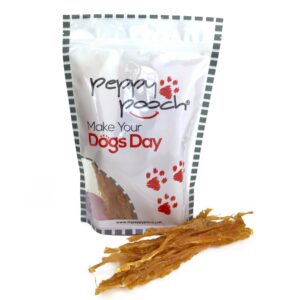 peppy pooch turkey tendons for dogs – 8 oz bag - all-natural dog treat chew stick - made in usa.