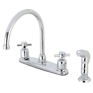 kingston brass fb791dxsp concord 8" centerset kitchen faucet, 8-3/4" in spout reach, polished chrome