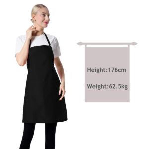 TSD STORY 15 PCS Black Bulk Aprons for Women Men Unisex Adult with 2 Pockets, Chef Kitchen Server Grill Restaurant Cooking Baking Painting Bib Apron (Black-24 x28)