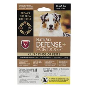 nutri-vet defense plus flea & tick control for large dogs, 33 lb-66 lb, model: 1030239