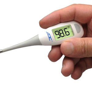 ADC Fast Read Digital Thermometer, Flexible Tip and Large Quick Read LCD Display with Color-coded Backlighting , White - 418N