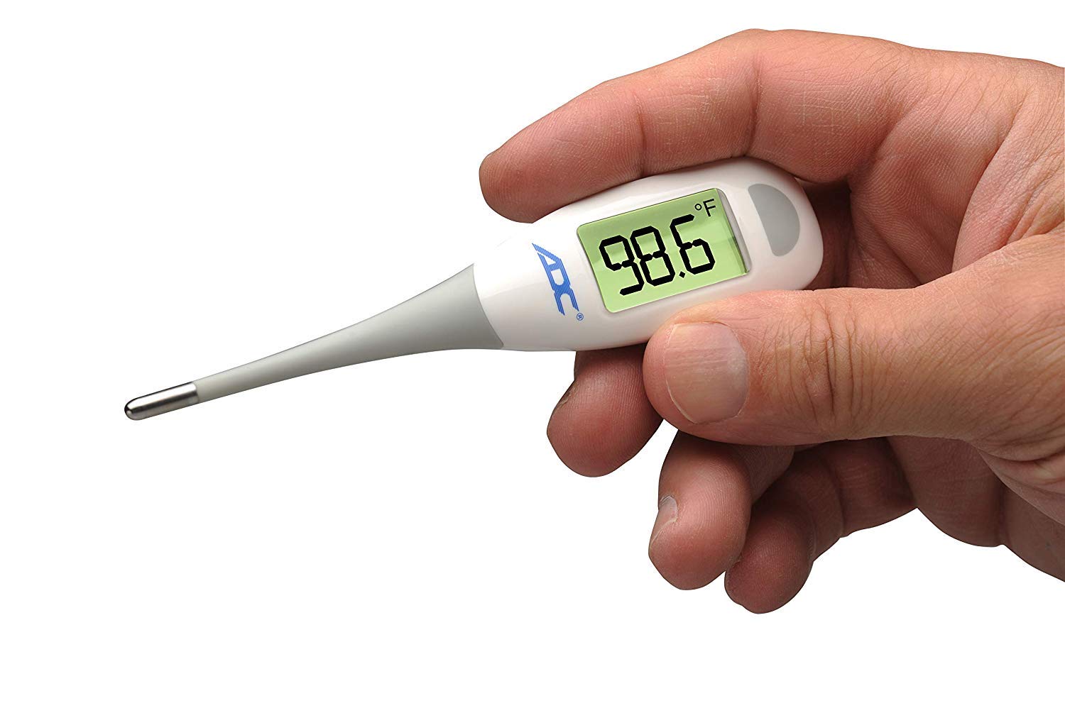 ADC Fast Read Digital Thermometer, Flexible Tip and Large Quick Read LCD Display with Color-coded Backlighting , White - 418N