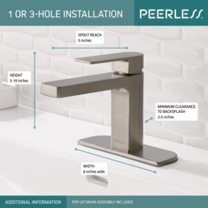 Peerless P1519LF-BN-M Xander Single Handle Bathroom with Metal Pop-up Drain, Brushed Nickel