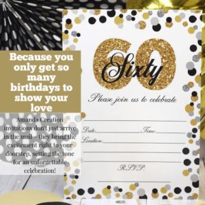 Confetti Polka Dot 60th Birthday Party Invitations, 20 5x7 Fill In Cards with Twenty White Envelopes by AmandaCreation