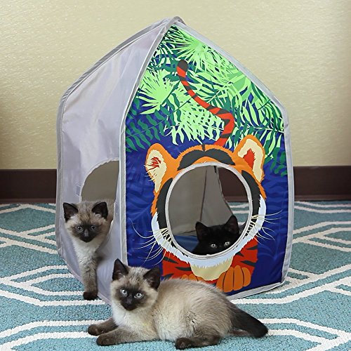 Kitty City Jungle Cat Cube Combo, Collapsible Cat Cube, Cat Bed, Tunnel, Cat Toy