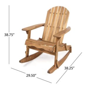 Christopher Knight Home Malibu Outdoor Acacia Wood Adirondack Rocking Chairs, 2-Pcs Set, Natural Stained