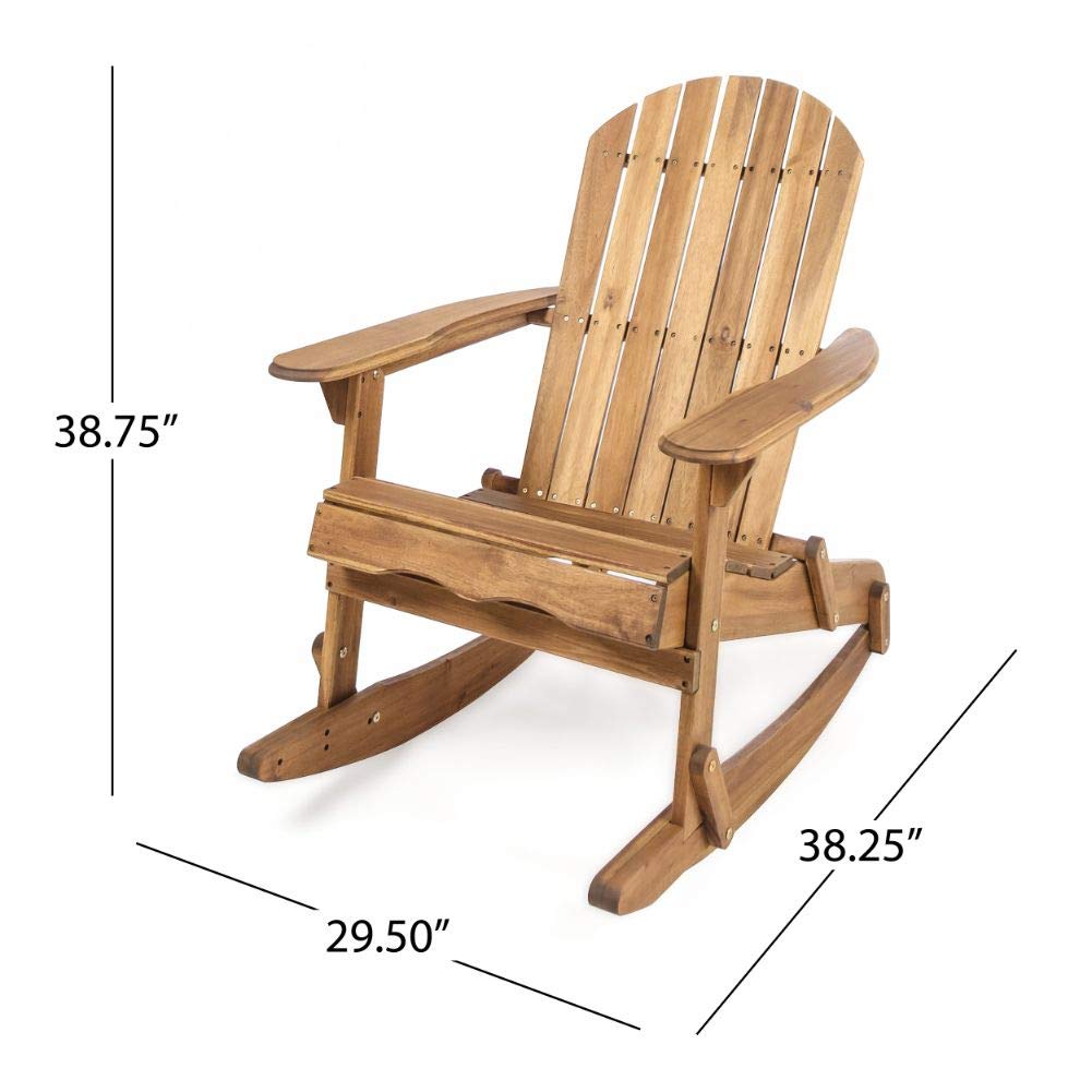 Christopher Knight Home Malibu Outdoor Acacia Wood Adirondack Rocking Chairs, 2-Pcs Set, Natural Stained