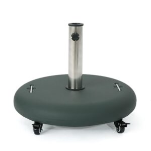 christopher knight home hayward outdoor concrete circular 80lb umbrella base with stainless steel pole handle, green