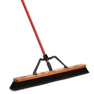 libman commercial 36-inch smooth surface heavy-duty push broom, black bristles, 3/carton (850)