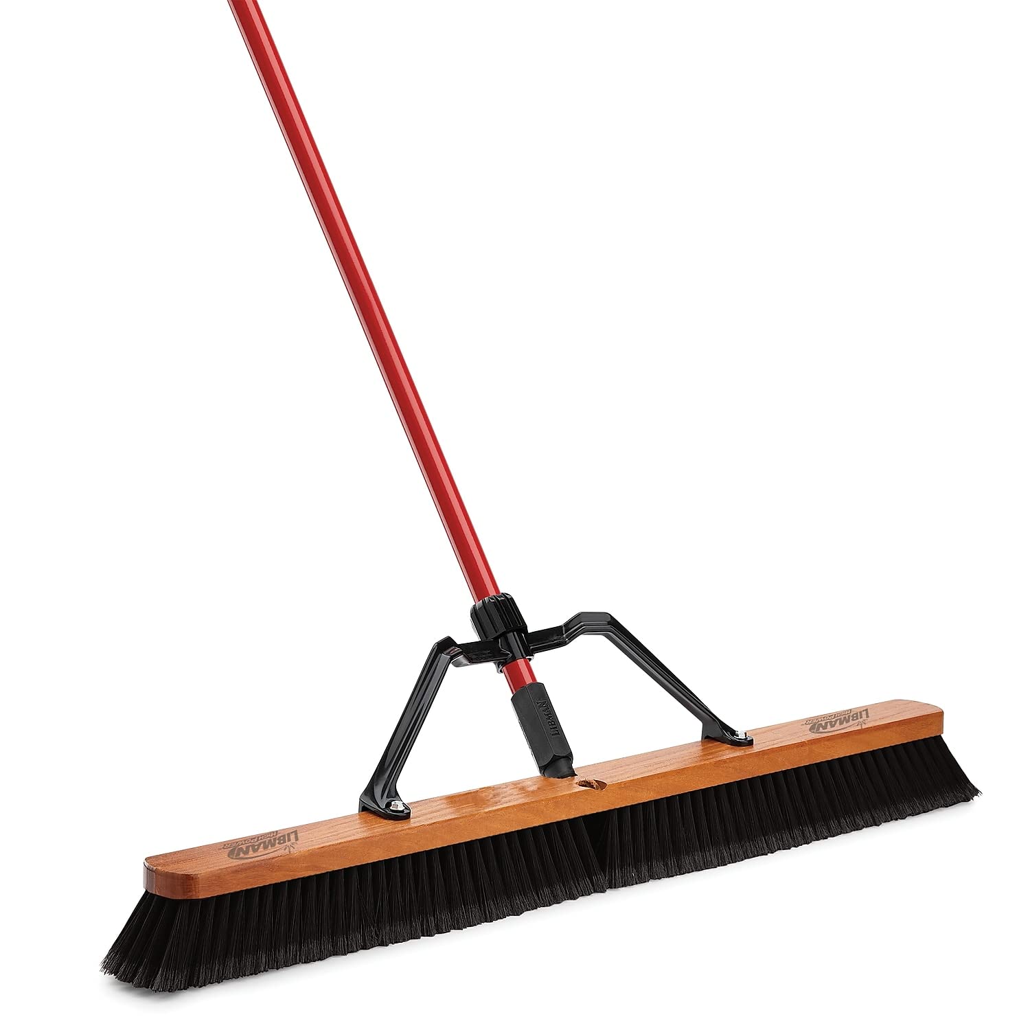 Libman Commercial 36-inch Smooth Surface Heavy-Duty Push Broom, Black Bristles, 3/Carton (850)