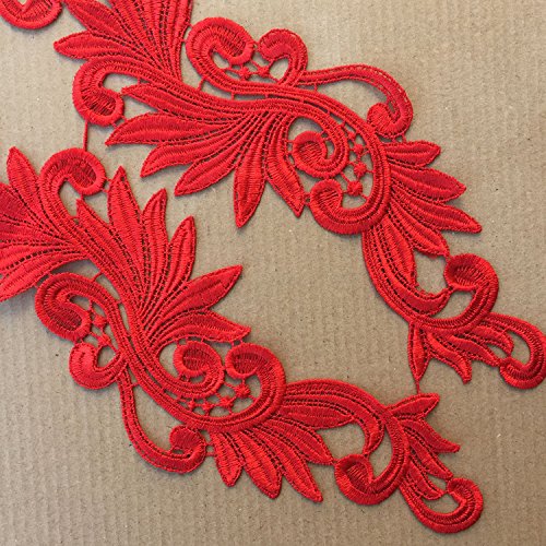 6Pcs=3 Pair Decorative Embroidery Clothes Red/White/Black/Green Wedding Dress Bridal Badge Headband Motif Patch DIY Wedding Bridal Dress Scrapbooking Fabric Lace Sewing for Craft