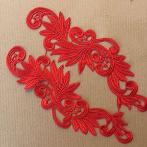 6pcs=3 pair decorative embroidery clothes red/white/black/green wedding dress bridal badge headband motif patch diy wedding bridal dress scrapbooking fabric lace sewing for craft